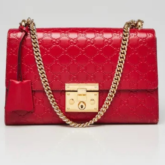 Gucci | Bags | Guccired Guccissima Leather Padlock Medium Shoulderbag ...